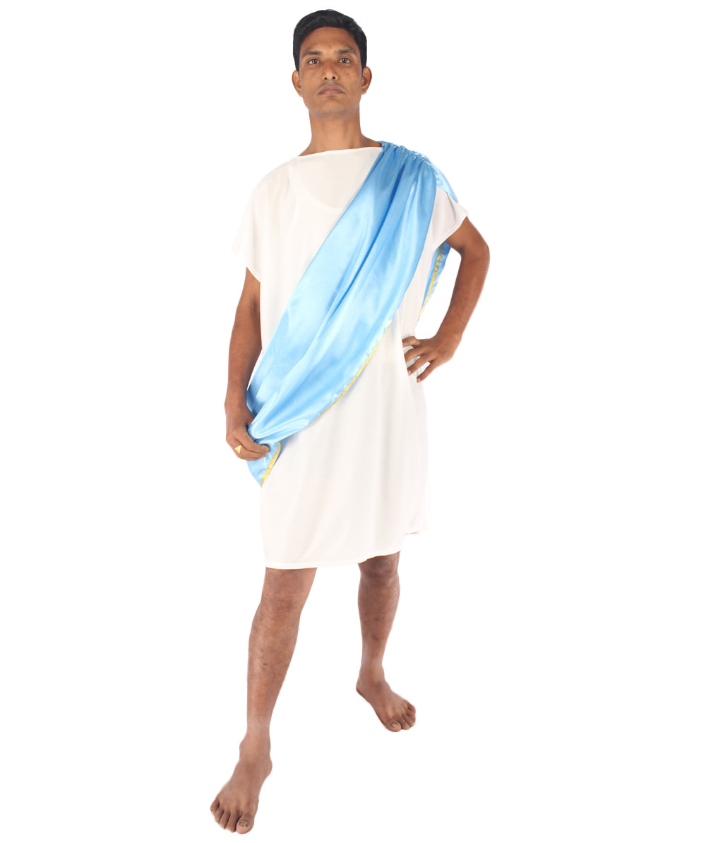White and blue toga Costume - HalloweenPartyOnline